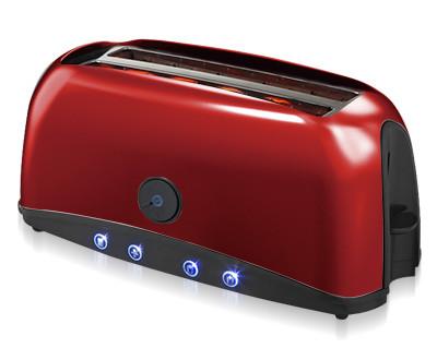 China Stainless Steel 4 Slice Long Slot Electric Toaster with 6 Time Settings for sale