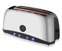 China Stainless Steel 4 Slice Long Slot Electric Toaster with 6 Time Settings for sale