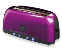 China Stainless Steel 4 Slice Long Slot Electric Toaster with 6 Time Settings for sale