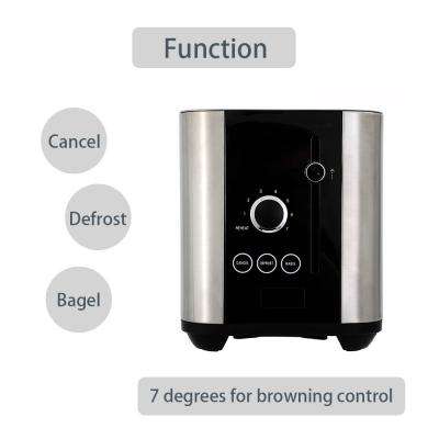 China Electric 120V 1000W 2 Slice Stainless Steel Toaster Wide Slot with 6 Browning Settings for sale