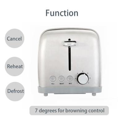 China Stainless Steel 2 Slice Electric Bread Toaster 900W 120V with 6 Settings for sale