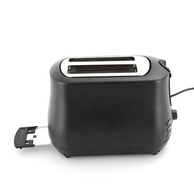 China Black Stainless Steel 2 Slice Toaster 900W with 6 Shade Control Pop Up Reheat Defrost for sale