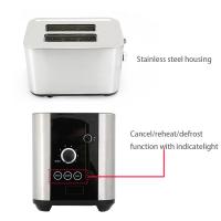China Stainless Steel 2 Slice Toaster 900W 6 Settings Cancel Reheat Defrost ETL for sale