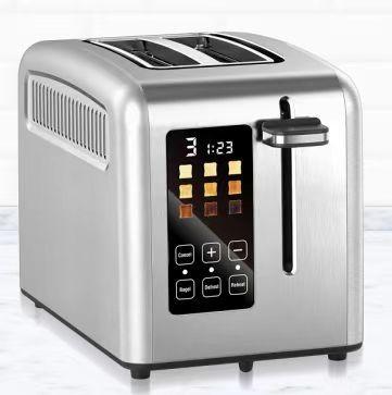 China Stainless Steel 2 Slice Toaster 900W with LED Display 6 Browning Settings for sale