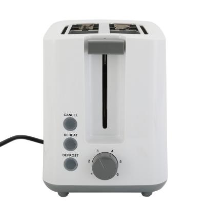 China Home Appliances 1000w 2 Slice Bread Toasters Plastic Housing White for sale