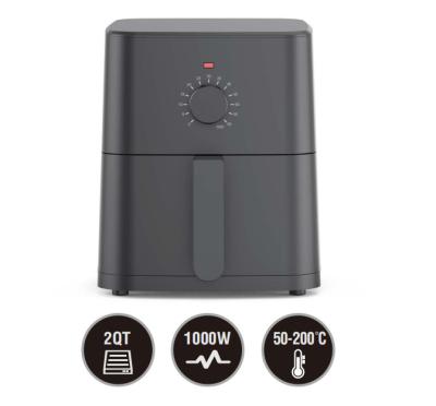 China OEM 2QT Electric Air Fryer 1000W with Overheating Protection Manual Control Hot Air Fryer for sale