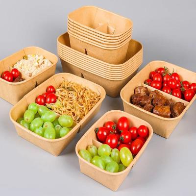 China 135 X 70 X 35mm Kraft Paper Box Film Coated Paper Salad Box Food Safe for sale