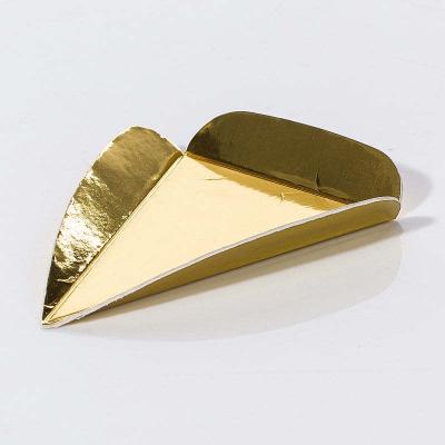 China 80 X 120mm Triangle Cake Slice Board 350gsm White Cardboard Gold for sale