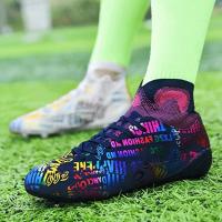 China Maugely Canvas Leather Firm Ground Cleats Soccer Shoes 35-45 for sale