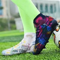 China Maugely Canvas Leather Firm Ground Cleats Soccer Shoes 35-45 for sale