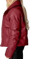 China Zip Up Faux Leather Puffer Winter Down Jackets Zipper Closure for sale