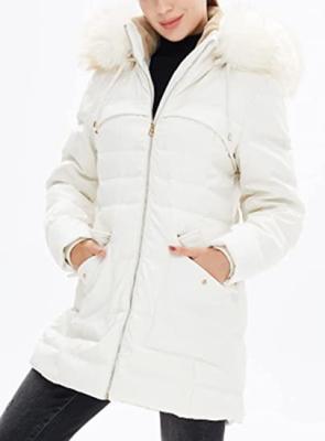 China Polyester Modacrylic Womens Long Puffer Coat With Detachable Fur Collar for sale