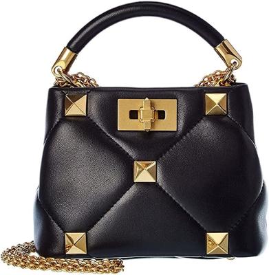China Twist Lock Valentino Roman Stud Luxury Brand Handbags Leather Lining for sale