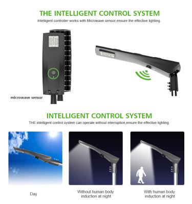 China Dusk To Dawn LED Street Light Mono Crystalline Silicon Panel Phosphate Lithium Battery for sale