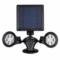 China Solar Energy Powered Dual Head Upgraded Double Spotlights 12 LED Outdoor Garden Light for sale