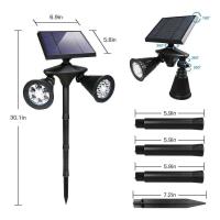 China 201 Stainless steel plastic Double Heads Solar Lamps Outdoor Motion Sensor Lightings for sale