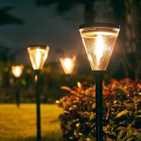 China 80 Ra Color Rendering Index Outdoor Solar Powered Warm White 2 Modes LED Garden Pathway Lawn Lights for sale