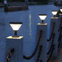 China Solar Waterproof Led Post Lights Outdoor Column Headlight Pillar Fence Lamp with 2- for sale