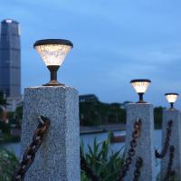 China Solar Waterproof Led Post Lights Outdoor Column Headlight Pillar Fence Lamp with 2- for sale