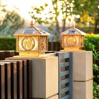 China Outdoor Solar Blessing Gate Post Lamp with Aluminum Material and Blessing Design for sale