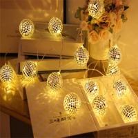 China Silver Mirror Ball LED String Lamp for Christmas Decoration Party Home Indoor Bedroom for sale