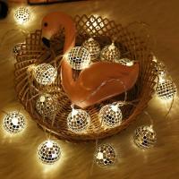 China Silver Mirror Ball LED String Lamp for Christmas Decoration Party Home Indoor Bedroom for sale