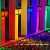 China RGB Solar Fence Lights Colored Waterproof Outdoor Solar Wall Lantern for Outdoor IP65 40000 Hours for sale