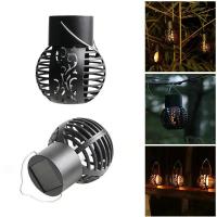 China LED Solar Light for Garden Landscape Decoration Metal Iron Hanging Lantern Flame Lamp for sale