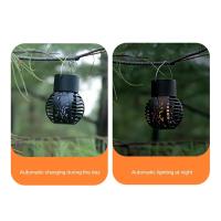 China LED Solar Light for Garden Landscape Decoration Metal Iron Hanging Lantern Flame Lamp for sale