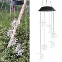 China Sun Moon Solar Lights Colorful Wind Chimes for Garden Waterproof Seven Colors Gradient for sale