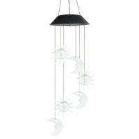 China Sun Moon Solar Lights Colorful Wind Chimes for Garden Waterproof Seven Colors Gradient for sale