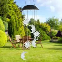 China Sun Moon Solar Lights Colorful Wind Chimes for Garden Waterproof Seven Colors Gradient for sale