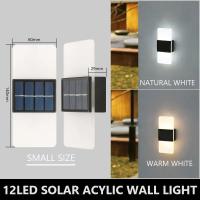 China 50000 Hours Lifespan Solar Garden Landscape Wall Ambient Light 12 LED Acrylic Material for sale