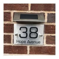 China Waterproof Garden Solar Lamp Stainless Steel Solar Powered House Number and LED Light for sale
