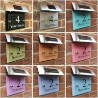 China Waterproof Garden Solar Lamp Stainless Steel Solar Powered House Number and LED Light for sale