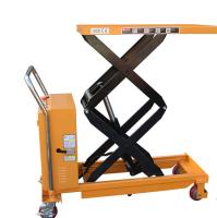 China Hand Push Scissor Trolley Semi Electric Hydraulic Small Scissor Lift Trolley for sale