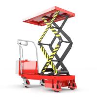 China Hand Push Scissor Trolley Semi Electric Hydraulic Small Scissor Lift Trolley for sale