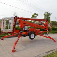 China 14m 200kg Trailer Mounted Articulating Boom Lift Battery Or Gas Trailer Man Lift for sale