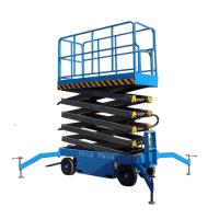 China Blue Towable Scissor Lift Electric Platform Lift 1 Ton 4m Height for sale