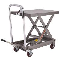 China Orange Mobile Scissor Table Lift Hydraulic 300kg Hydraulic Lift Table Cart for sale