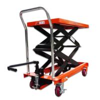 China Orange Mobile Scissor Table Lift Hydraulic 300kg Hydraulic Lift Table Cart for sale