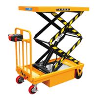 China 1500kg Manual Scissor Lift Table Red Hydraulic Table Lift Cart for sale