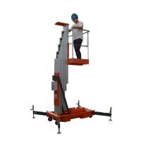China Aluminum Alloy 10m Elevating Platform Single Vertical Mast Lifts For Hotel for sale