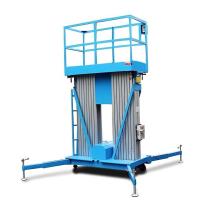 China 9m 250kg Electric Mast Boom Lift Blue Mast Vertical Lift Lightweight for sale