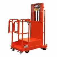 China Orange 3m Semi Electric Order Picker Warehouse Stock Picker Lift for sale