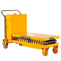 China 500kg Scissor Lift Trolley Semi Electric Trolley Lift Table For Warehouse for sale