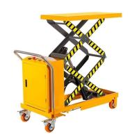 China 500kg Scissor Lift Trolley Semi Electric Trolley Lift Table For Warehouse for sale