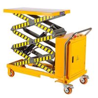 China 500kg Scissor Lift Trolley Semi Electric Trolley Lift Table For Warehouse for sale