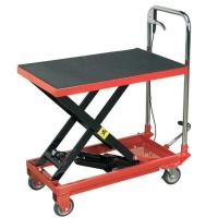 China 350kg Hand Scissor Trolley Lift Platform Hydraulic Trolley 500kg for sale