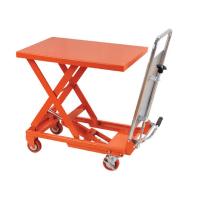 China 350kg Hand Scissor Trolley Lift Platform Hydraulic Trolley 500kg for sale